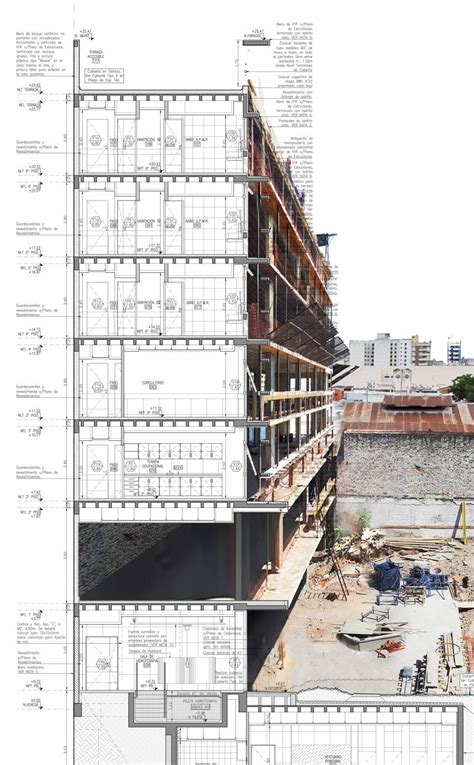 Corte Con Parasoles De Ladrillo Armado En Obra Fachada Arquitectura
