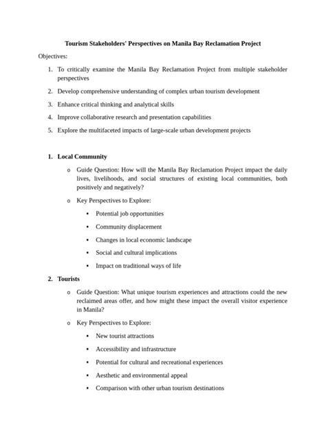 Activity 3 Tourism Stakeholders Pdf Tourism Sustainability
