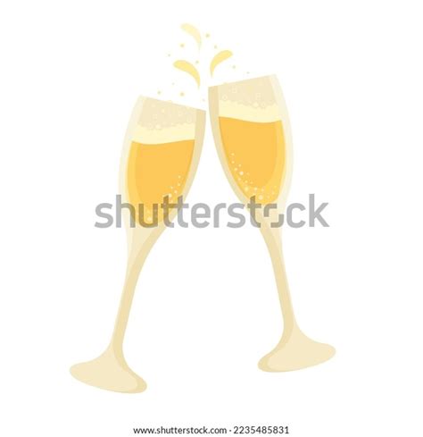 Two Glasses Champagne Bubbles On White Stock Vector Royalty Free