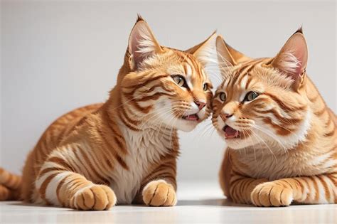 Premium Ai Image Closeup Shot Of One Ginger Cat Licking The Other