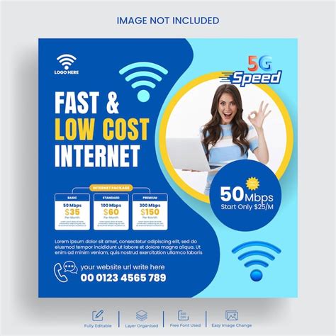 Premium Vector Broadband Internet Service Instagram Post Banner Or Square Flyer Or Poster Template