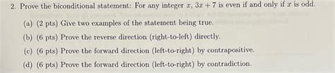 Solved 2 Prove The Biconditional Statement For Any Integer