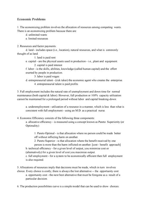 Microeconomics Economic Problems Economic Problems The Economizing