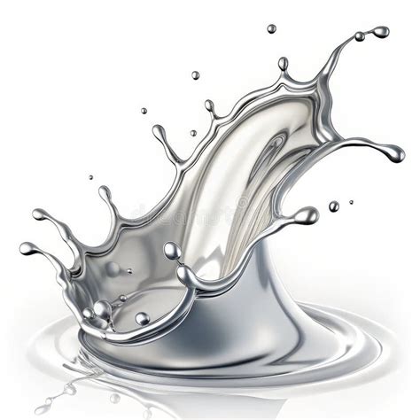 Silver Liquid Splash 3d Render Abstract Flow Chrome Effect White