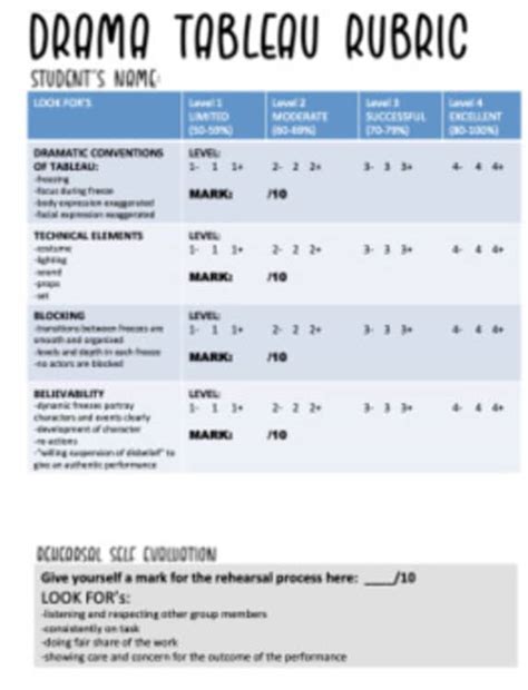 Tableau Short Unit For High School And Middle School Drama Class