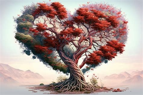 Premium Photo A Tree With The Roots Of The Heart