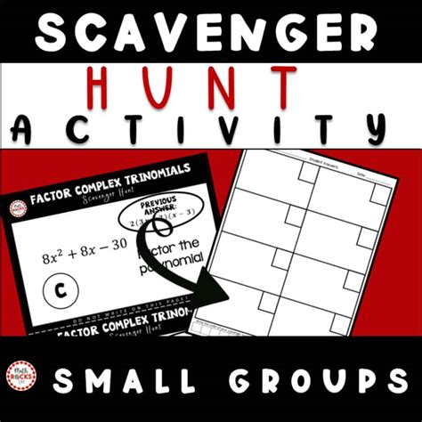 Factor Complex Trinomials A Not 1 With Gcf Scavenger Hunt 9th Grade