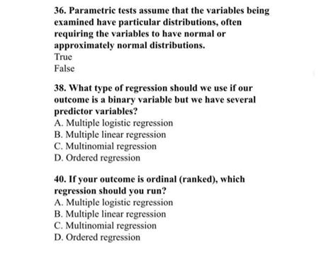 Solved 36 Parametric Tests Assume That The Variables Being