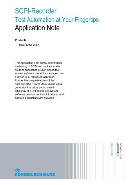 Application Note Scpi Recorder Rohde And Schwarz Singapore