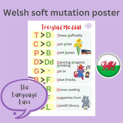 Welsh Soft Mutation Poster Treiglad Meddal Chart Learn Welsh