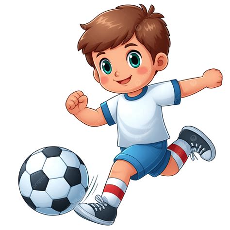 Niño De Dibujos Animados Pateando Un Balón De Fútbol Png Dibujos Un Balón De Fútbol Chico De