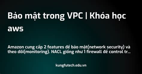 Bảo Mật Trong Vpc Khóa Học Aws
