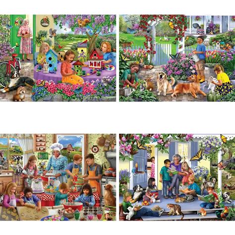 Set Of 4 Mary Thompson Jigsaw Puzzles Bits And Pieces