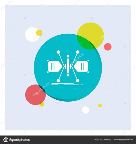 Architect Constructing Grid Sketch Structure White Glyph Icon Colorful Circle Stock Vector Image