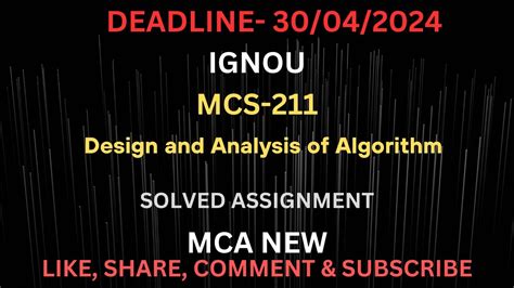 mcs 211 solved assignment ignou ignousolvedassignment mcs211
