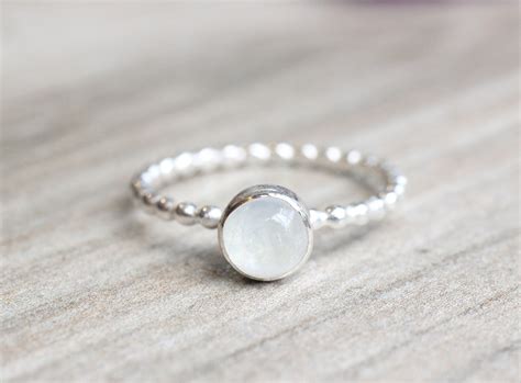 Sterling Silver Moonstone Ring Silver Rainbow Moonstone Etsy