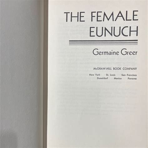 The Female Eunuch Book By Germaine Greer 1971 Hardcover By Germaine