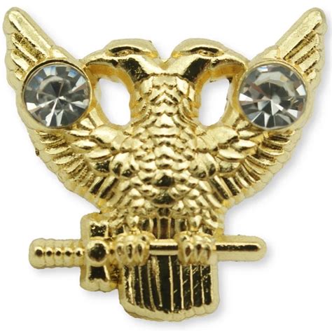 Masonic Double Headed Eagle With Rhinestones Freemasons Lapel Pin Lp