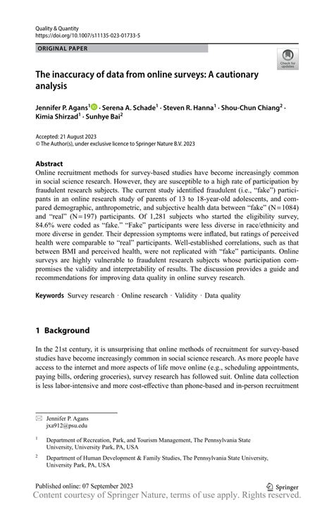 The Inaccuracy Of Data From Online Surveys A Cautionary Analysis