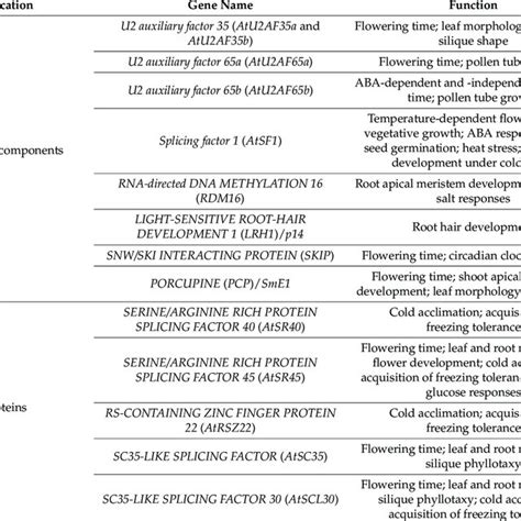 The 3 Splicing Factors And Their Interactors Involved In Flowering