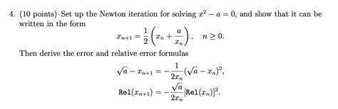 Solved Points Set Up The Newton Iteration For Solving Chegg Com