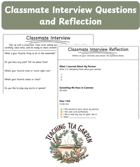 Back To School Classmate Interview Questions By Teaching Tea Garden
