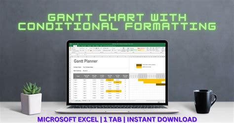 Project Planner Excel Template With Conditional Formatting Gantt Chart Planner Etsy