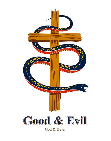 Cobra Envolve Cruz Cristã A Luta Entre O Bem E O Mal Santo E Pecador Amor E ódio Logotipo De