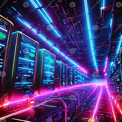 Server Room Data Center Backup Mining Hosting Mainframe Farm And Computer Rack With Storage