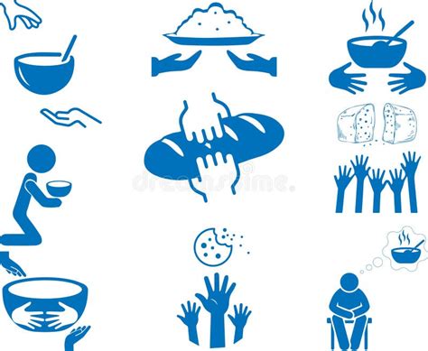 Food Crisis Icon Food Insufficient Blue Vector Icon Set Stock Vector