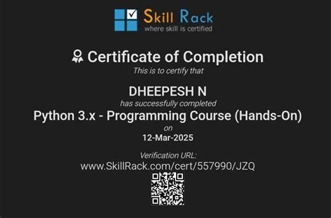 Python Programming Certification Skillrack Learning Ai Dheepesh N