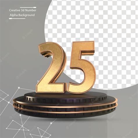 Premium Psd Gold Number On Black Podium Number 25