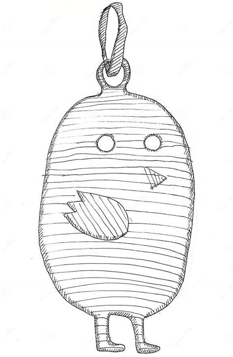 Hand Drawn Sketch Of Pendant In Shape Of Chick Stock Illustration