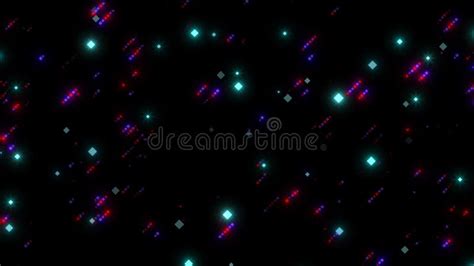 Digital Rainbow Dots And Squares With Glitch Effect On Black Screen