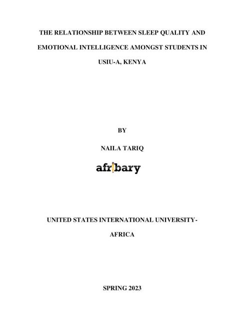 The Relationship Between Sleep Quality And Emotional Intelligence