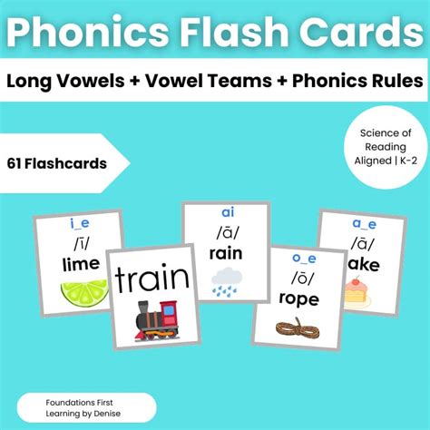 Phonics Flashcards Long Vowels Vowel Teams And Phonics Rules Large