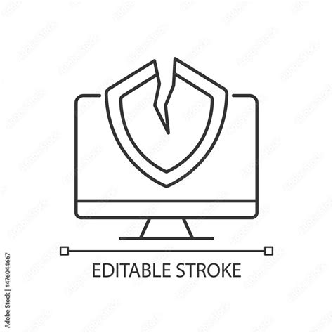 Cybersecurity Vulnerability Linear Icon System Weakness And Flaw Thin