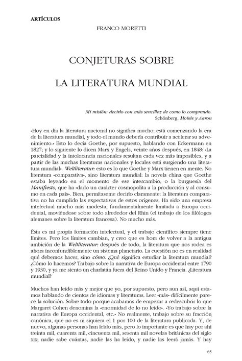 Franco Moretti Conjeturas Sobre La Literatura Mundial Nlr 3 ArtÍculos Conjeturas Sobre La