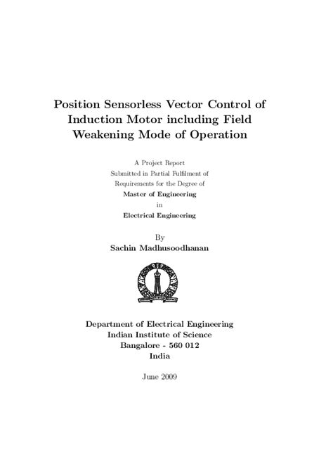Pdf Position Sensorless Vector Control Of Induction Motor Including