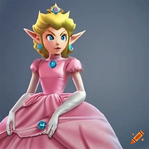 Three Quarters View Of Link Dressed In Princess Peachs Pink Silk