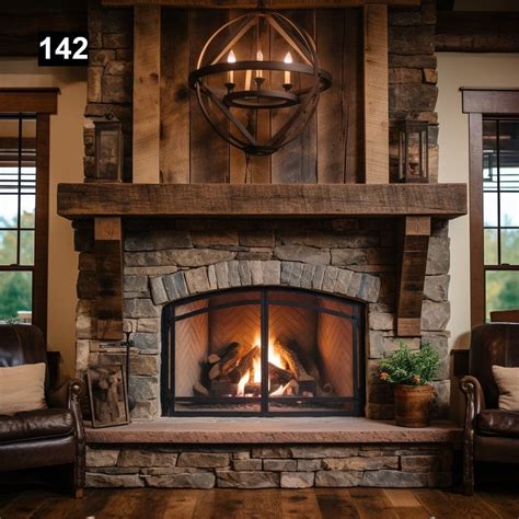 Gorgeous Reclaimed Wood Beam Fireplace Mantel With Wooden Corbels 142
