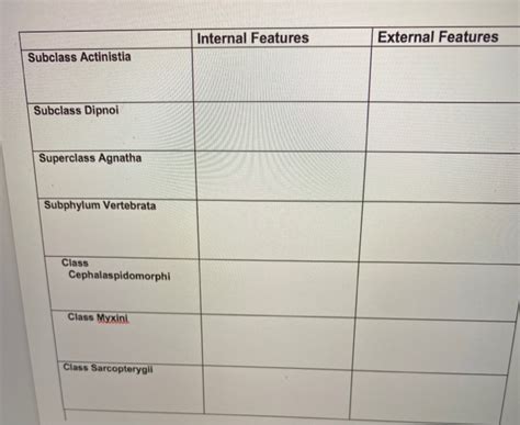 Solved Internal Features External Features Subclass