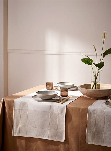Faux Linen Border Jacquard Table Runner See Available Sizes Simons