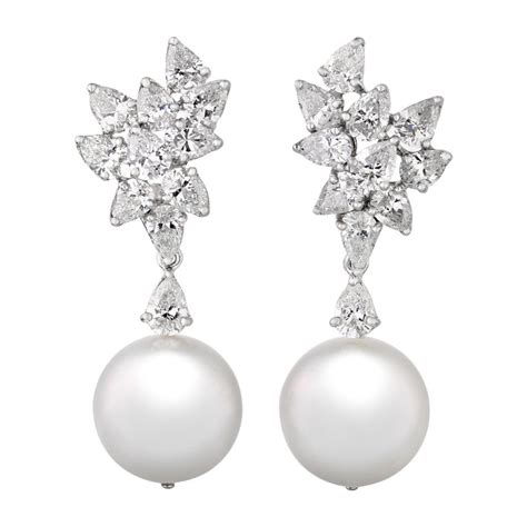 Pearl And Diamond Drop Earrings At 1stdibs