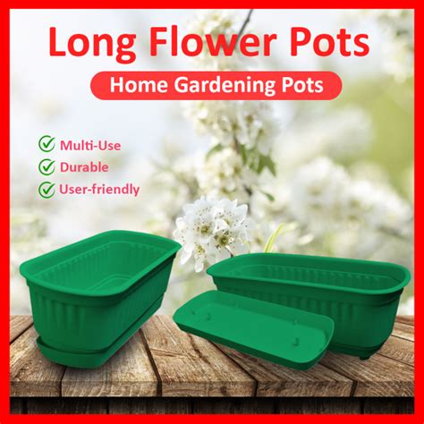 Plastic Long Rectangular Plant Pot For Gardening Plot Flower Lazada Ph