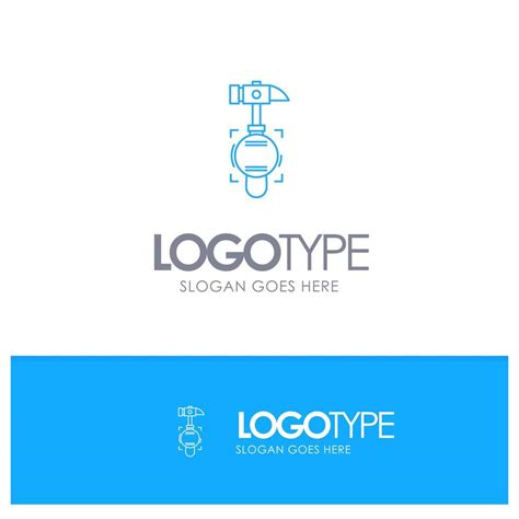 Hammer Crash Break Tool Blue Outline Logo With Place For Tagline