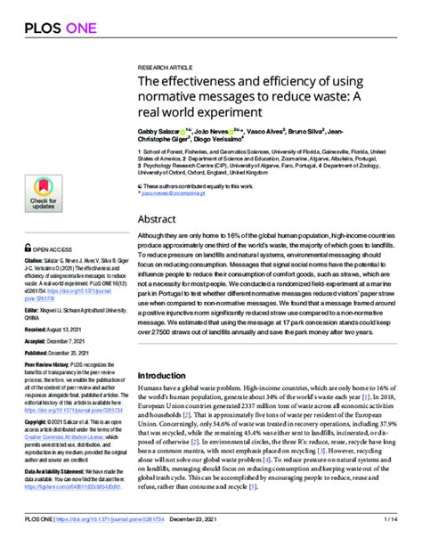 Pdf The Effectiveness And Efficiency Of Using Normative Messages To