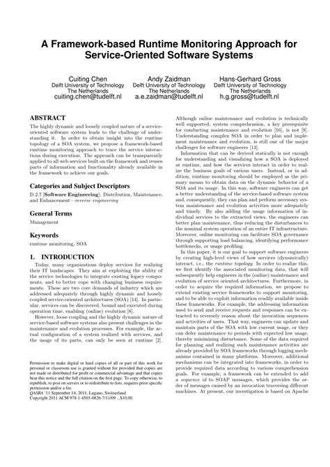 Pdf A Framework Based Runtime Monitoring Approach For Service