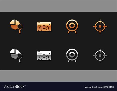 Set Magnifying Glass And Analysis Browser Setting Vector Image