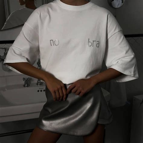 Braless White T Shirt Etsy
